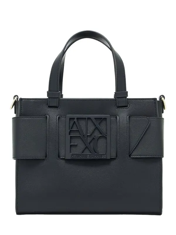 Armani Exchange Shopping Bag With Monogram - Black