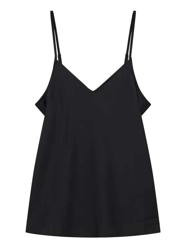 Armani Exchange Satin V-neck Top - Black