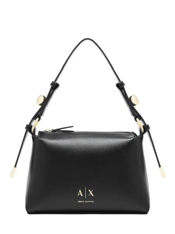 Armani Exchange Shoulder Bag In Coated Fabric - Black
