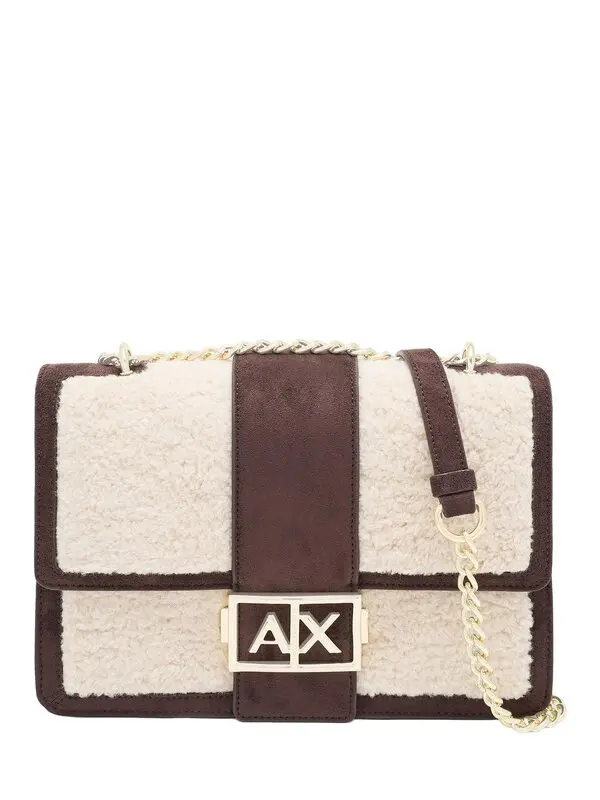 Armani Exchange Crossbody Messenger Bag In Coated Fabric - Brown
