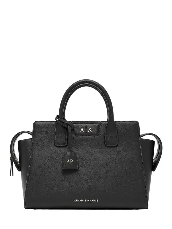 Armani Exchange Tote Bag In Coated Fabric - Black
