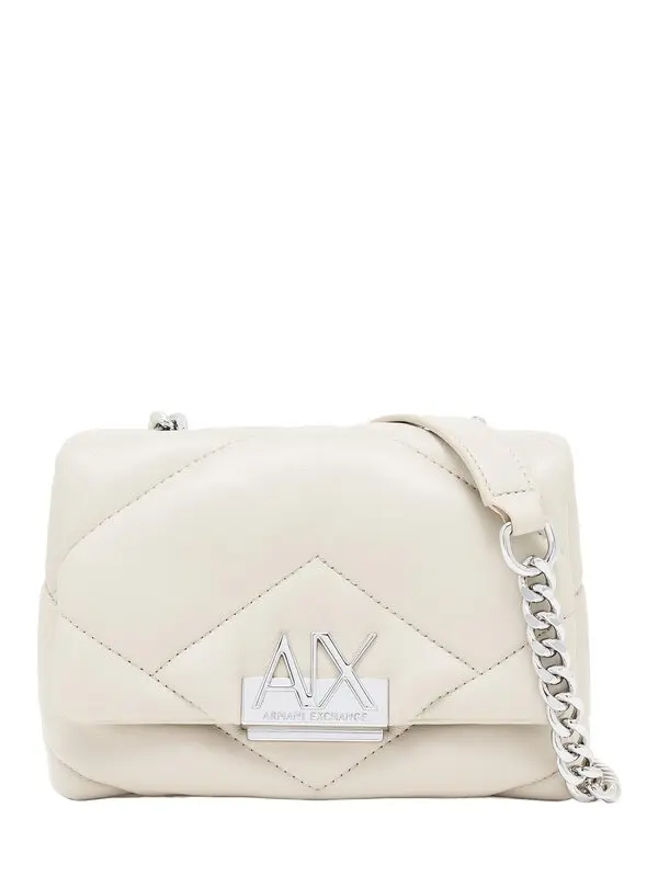 Armani Exchange Padded Quilted Chain Strap Mini Bag - White