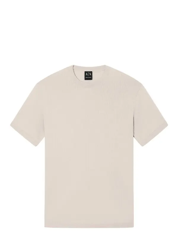 Armani Exchange Ribbed Cotton Tricot Top - Beige