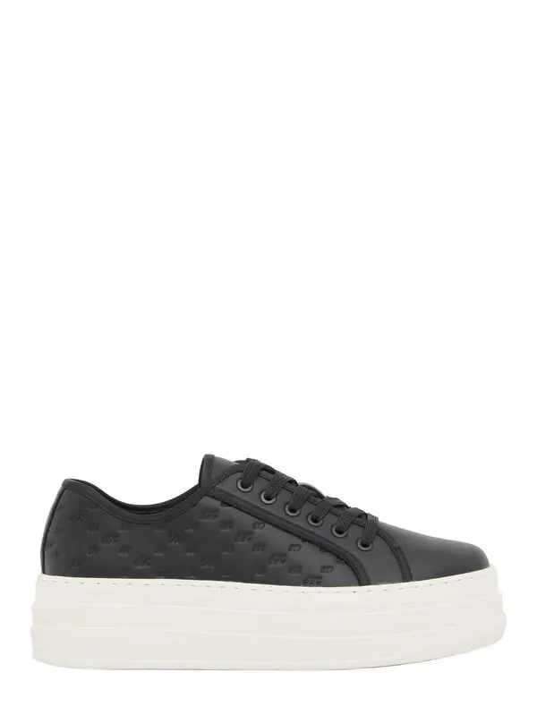 Armani Exchange Low Top Sneakers With All-over Debossed Logo - Black