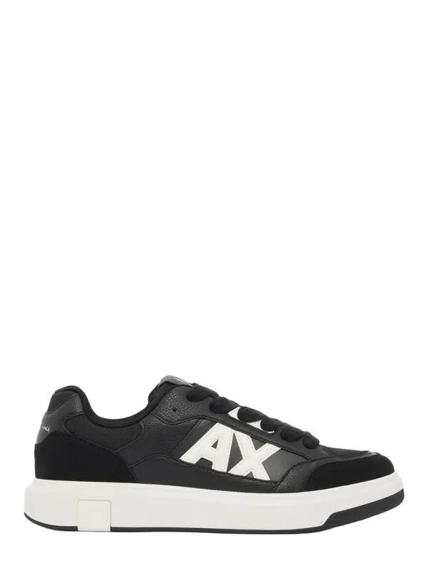Armani Exchange Suede And Mesh Sneakers With Rubber Sole - Black