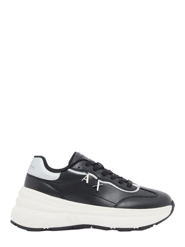 Armani Exchange Nappa Pillow & Metal Suede Sneakers - Black
