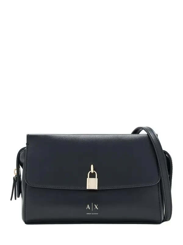 Armani Exchange Crossbody Messenger Bag In Coated Fabric - Black