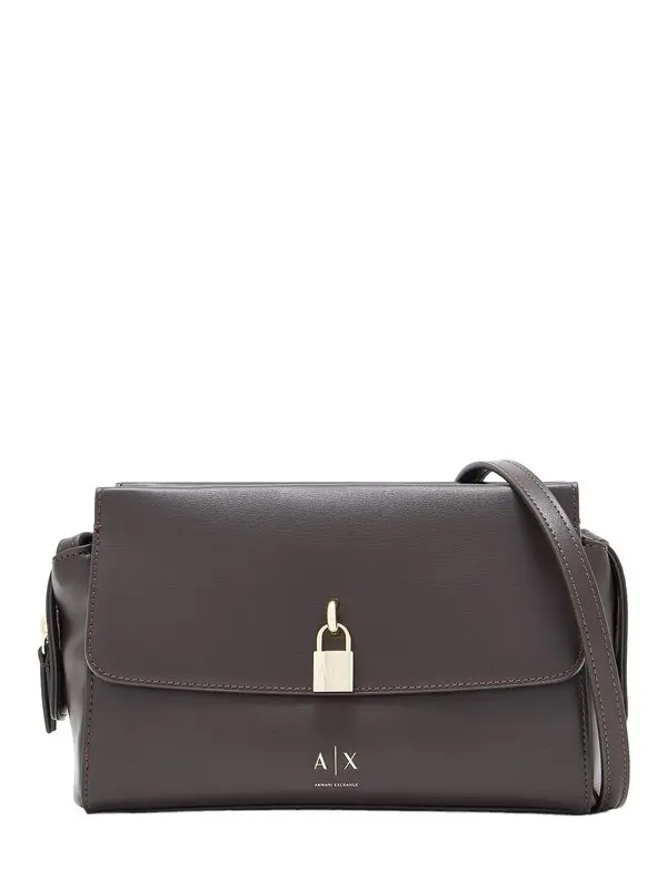 Armani Exchange Crossbody Messenger Bag In Coated Fabric - Brown