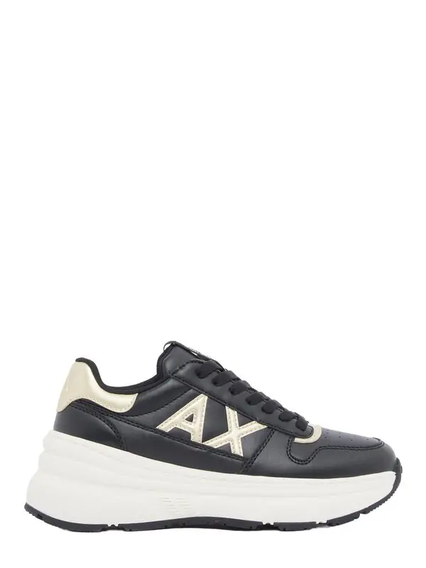 Armani Exchange Low Top Sneakers With Metallic Details - Black