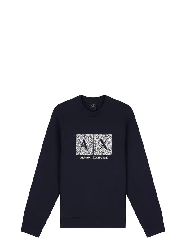Armani Exchange Sweatshirt In Bonded Stretch Cotton - Navy Blue