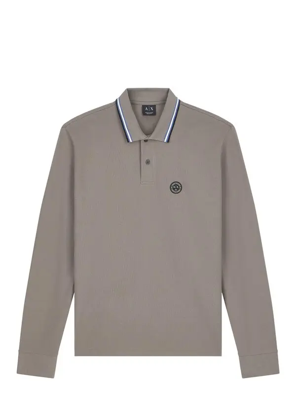 Armani Exchange Regular Fit Polo Shirt In Cotton Piquet - Brown