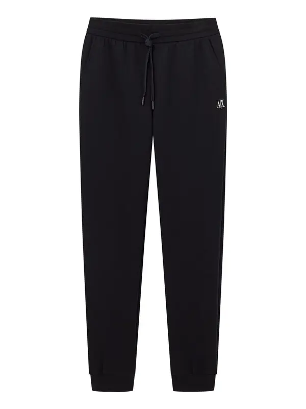Armani Exchange Regular Fit Trousers Jersey Bonded Stretch Cotton - Black
