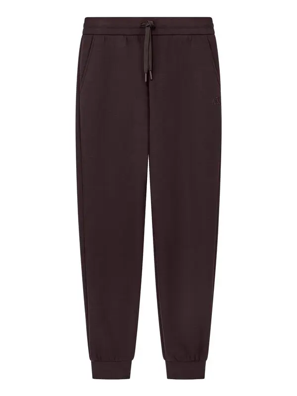 Armani Exchange Regular Fit Trousers Jersey Bonded Stretch Cotton - Brown
