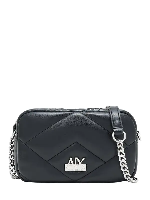 Armani Exchange Quilted Camera Case Crossbody Bag - Black