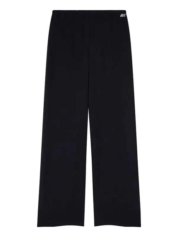 Armani Exchange Regular Fit Trousers In Recycled Twill With Rib Details - Black