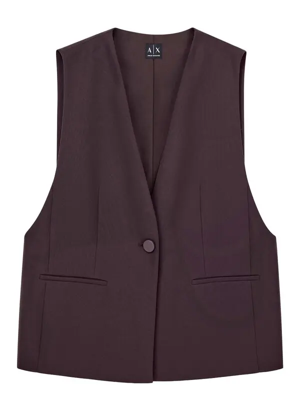 Armani Exchange Oversized Waistcoat In Recycled Crepe - Brown