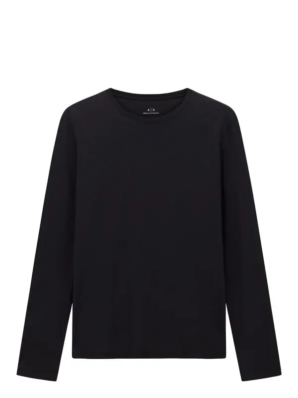 Armani Exchange Long-sleeve T-shirt In Pima Cotton Jersey Essential - Black