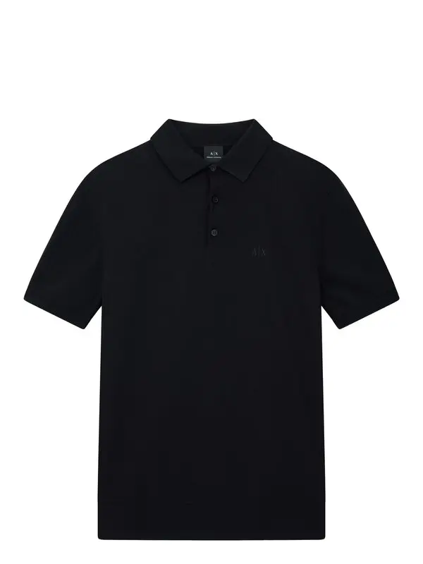 Armani Exchange Regular Fit Cotton Polo Shirt With A Logo Essential - Black