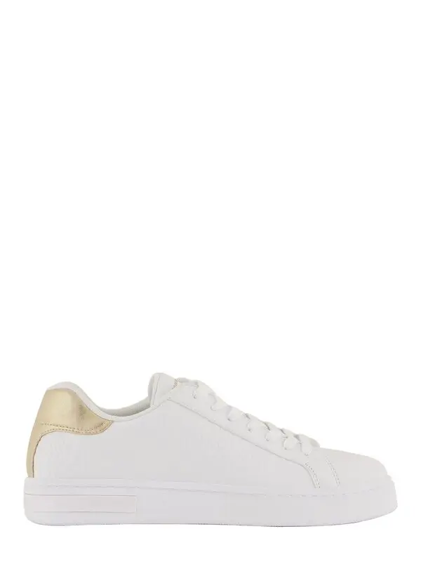 Armani Exchange Embossed Low-top Sneakers With Contrast Heel - White