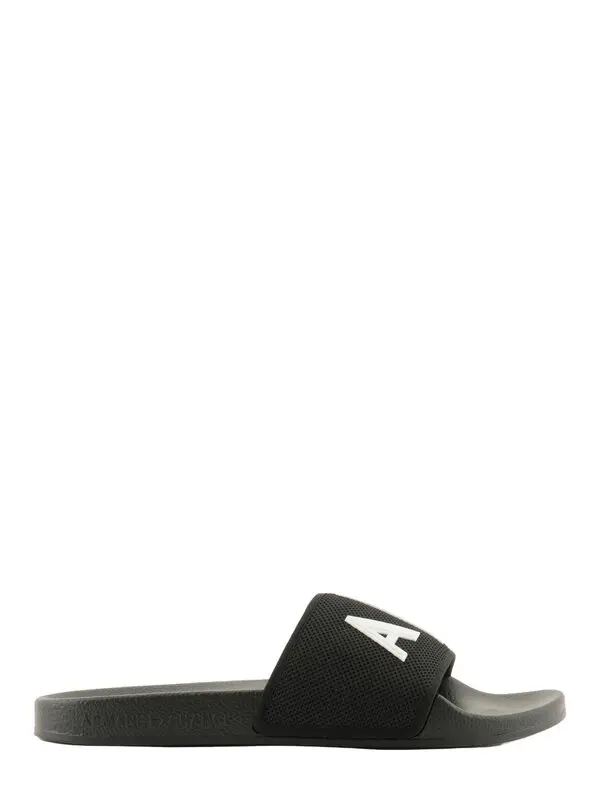 Armani Exchange Logo Slide Sandals - Black