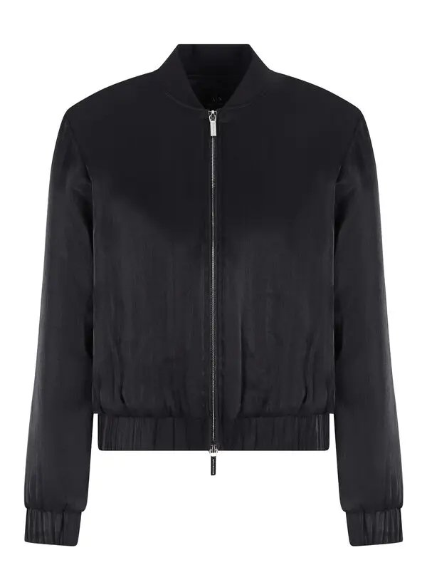Armani Exchange Glitter Satin Bomber Jacket - Black