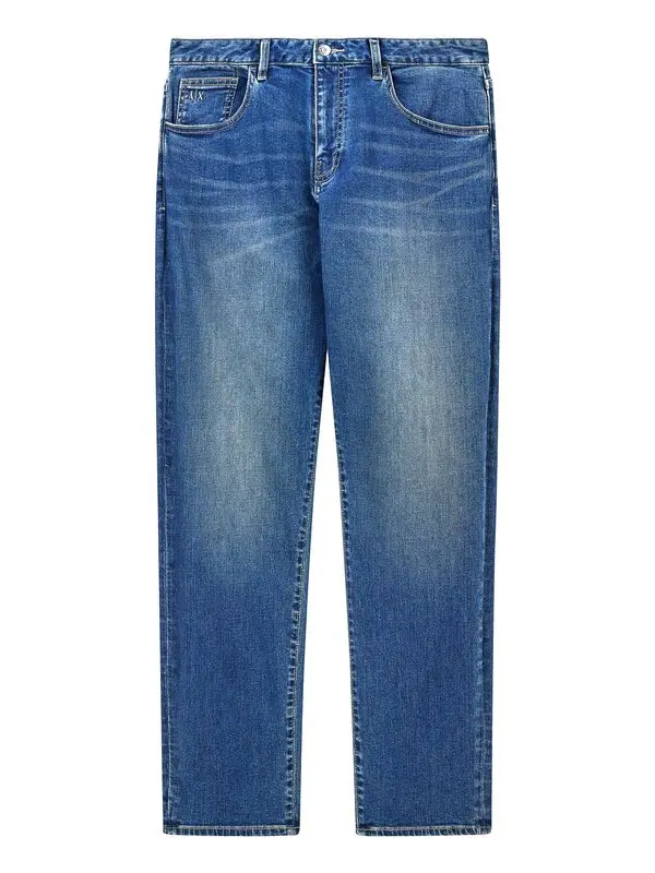 Armani Exchange Comfort Slim-fit Jeans In Faded Cotton Denim - Blue