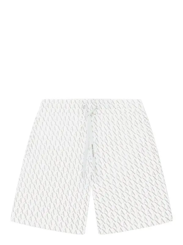 Armani Exchange All-over Pattern French Terry Shorts - White