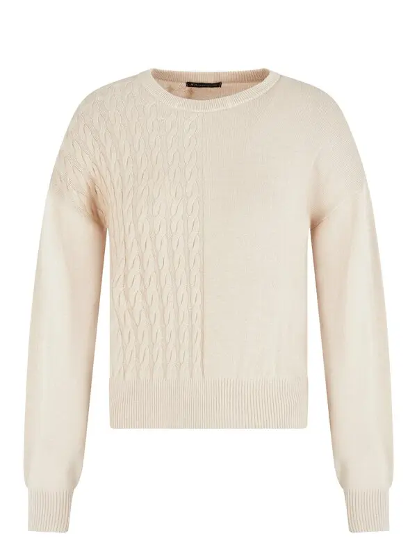 Armani Exchange Wool Blend Sweater With Cables - Beige