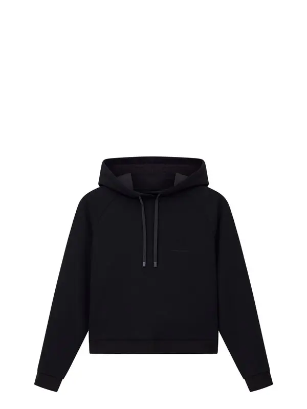 Armani Exchange Hoodie In Stretch Viscose Scuba With Drawstring Icon - Black