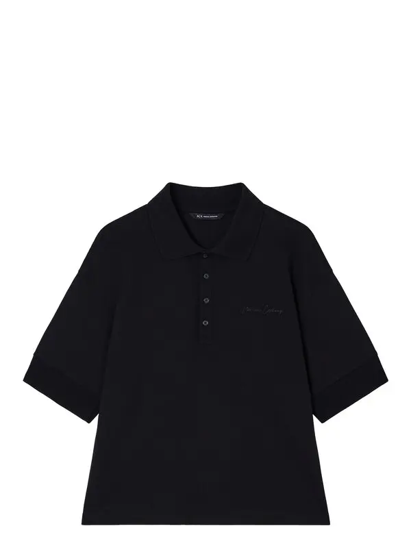 Armani Exchange Slim Fit Stretch Piquet Polo - Black