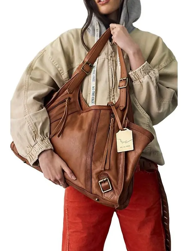 We The Free Emery Winged Leather Tote - Saddle