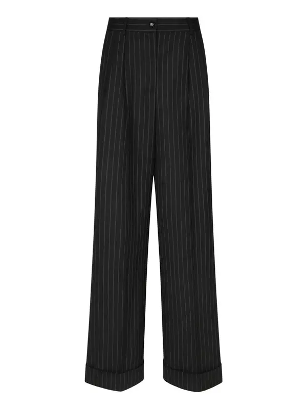 Dolce & Gabbana Flared Pinstripe Wool Pants Pants And Shorts - Multicolor