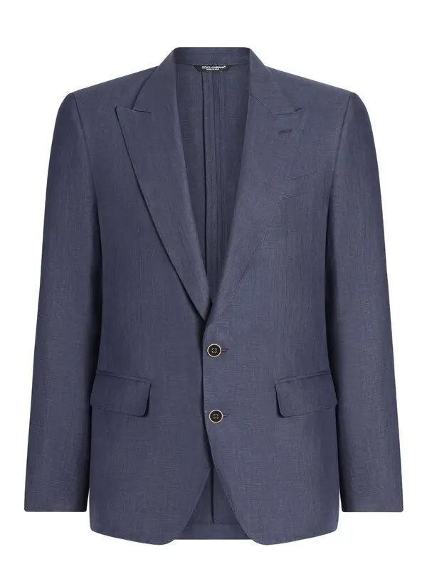 Dolce & Gabbana Linen Sicilia-fit Jacket Suits And Blazers Linen - Blue