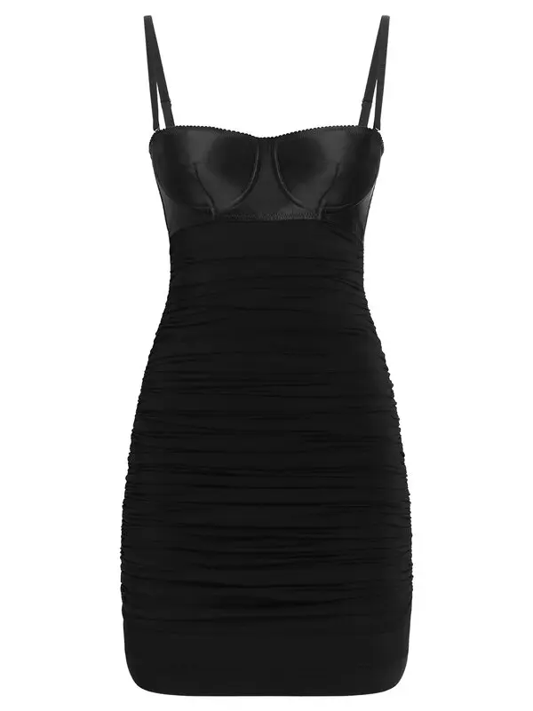 Dolce & Gabbana Short Organzine Corset Dress With Draping� Dresses - Black