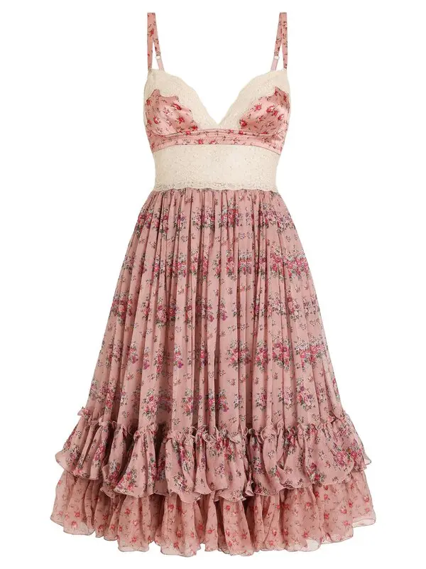 Dolce & Gabbana Small Flower Bouquets-print Chiffon Dress Dresses - Multicolor