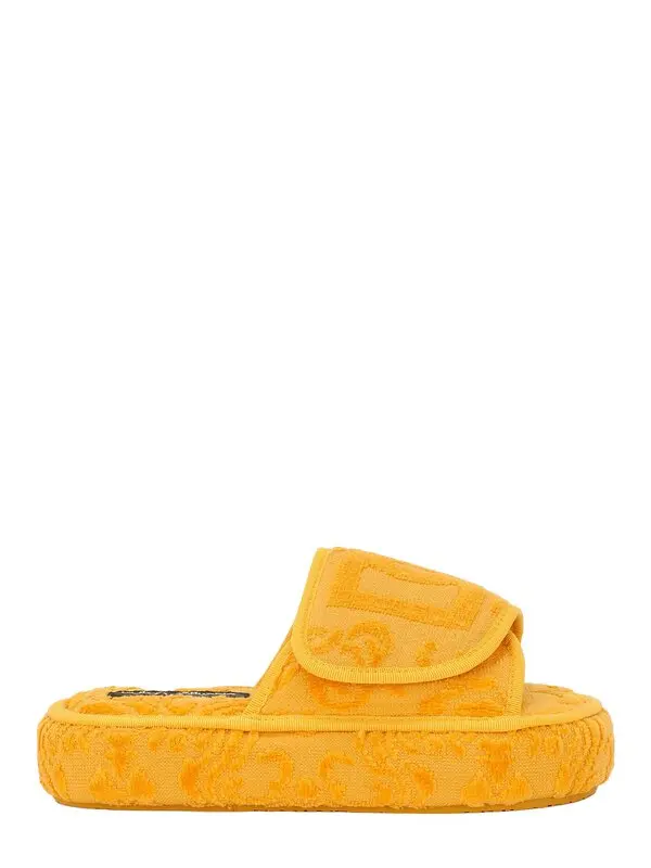Dolce & Gabbana Terry Cotton Jacquard Platform Sliders - Multicolor