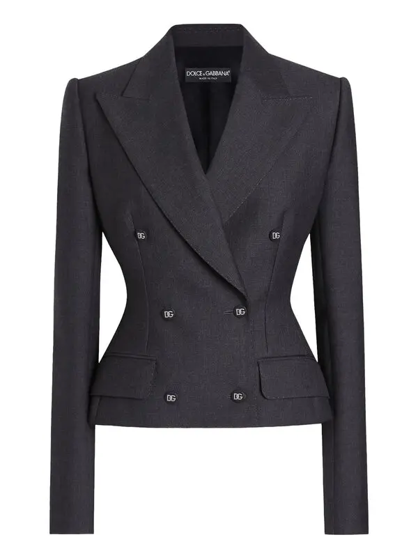Dolce & Gabbana Double-breasted Dolce Jacket With Dg-branded Buttons Blazers Gray - Grey