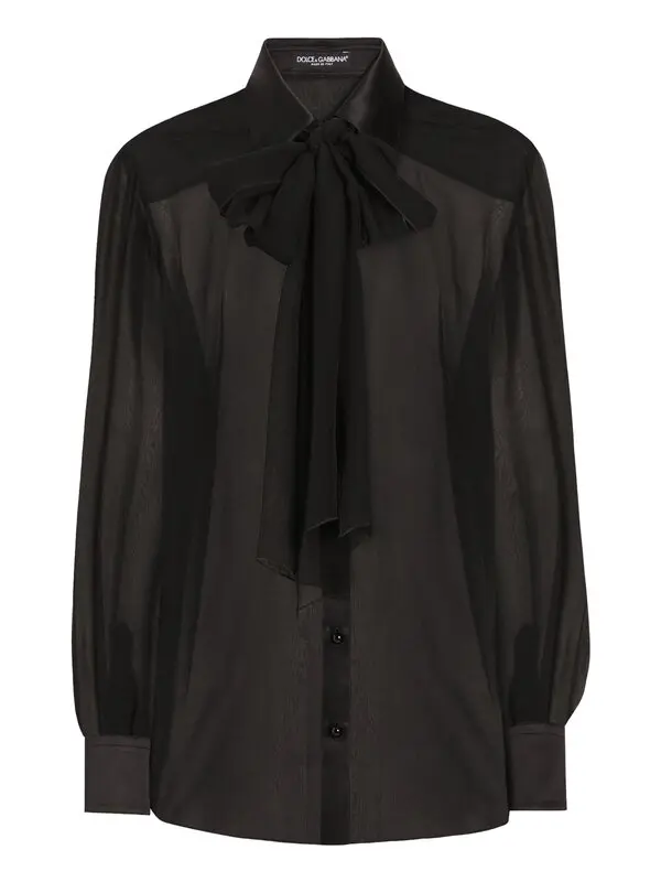 Dolce & Gabbana Silk Chiffon Shirt With Pussy-bow Shirts And Tops Silk - Black