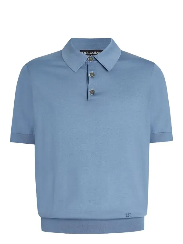 Dolce & Gabbana Silk Polo Shirt Sweaters And Cardigans - Azure