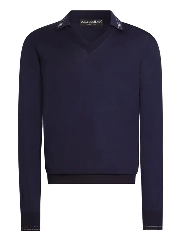 Dolce & Gabbana Silk Polo Shirt Sweaters And Cardigans - Blue