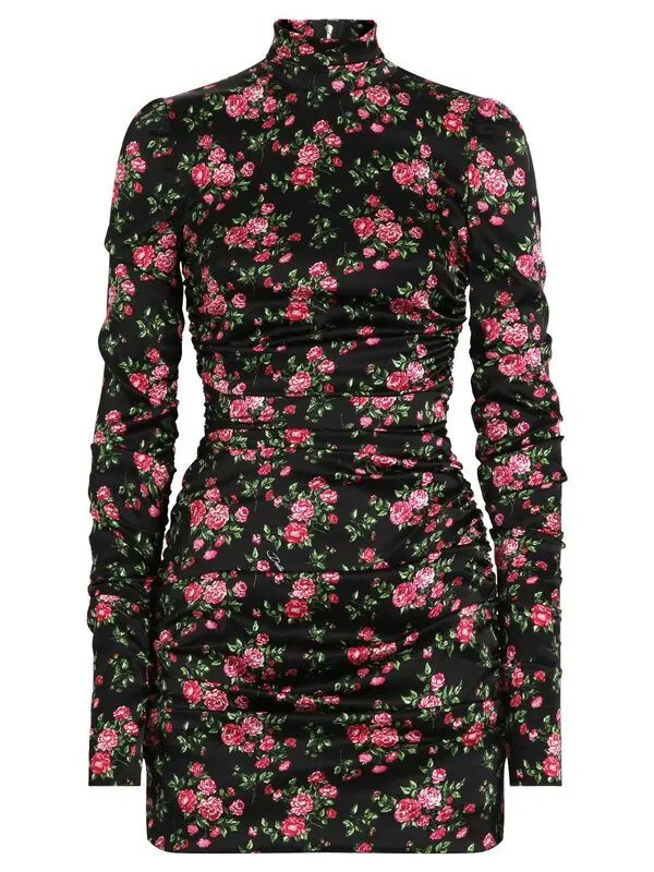 Dolce & Gabbana Small Rose Bouquets-print Long Satin Dress Dresses - Multicolor