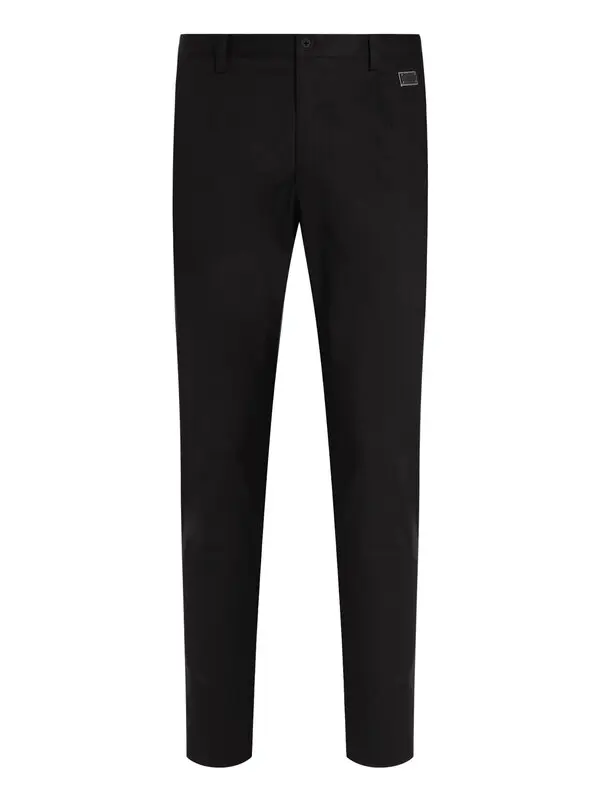Dolce & Gabbana Tailored Stretch Cotton Gabardine Trousers - Black