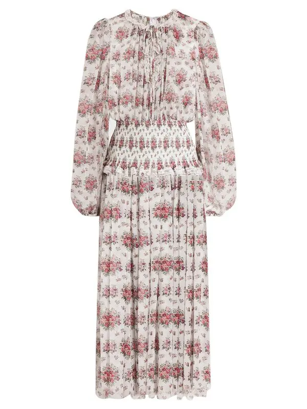 Dolce & Gabbana Small Flower Bouquets-print Long Chiffon Dress Dresses - Multicolor
