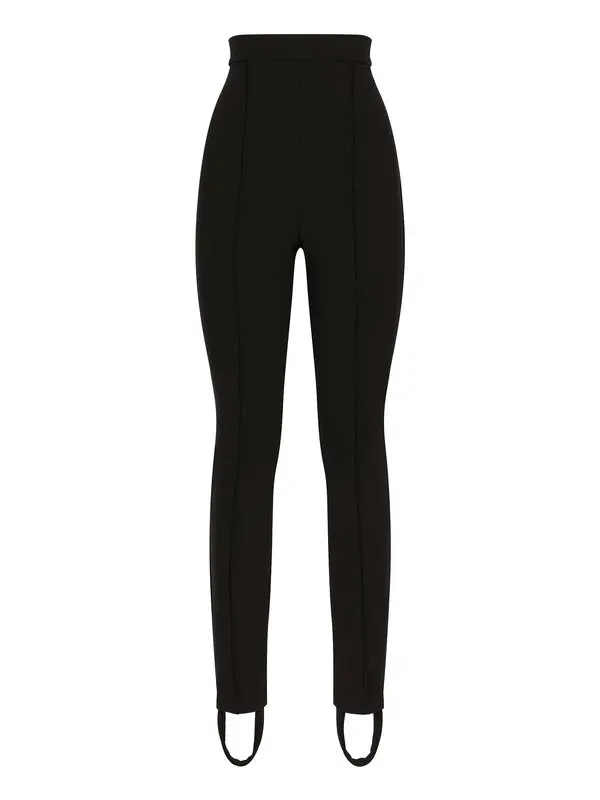 Dolce & Gabbana Jersey Milano Rib Leggings With Stirrups Pants And Shorts Viscose - Black