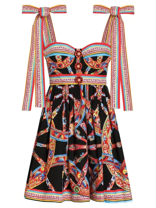 Dolce & Gabbana Carretto-print Poplin Dress Dresses Multi-colored - Multicolor