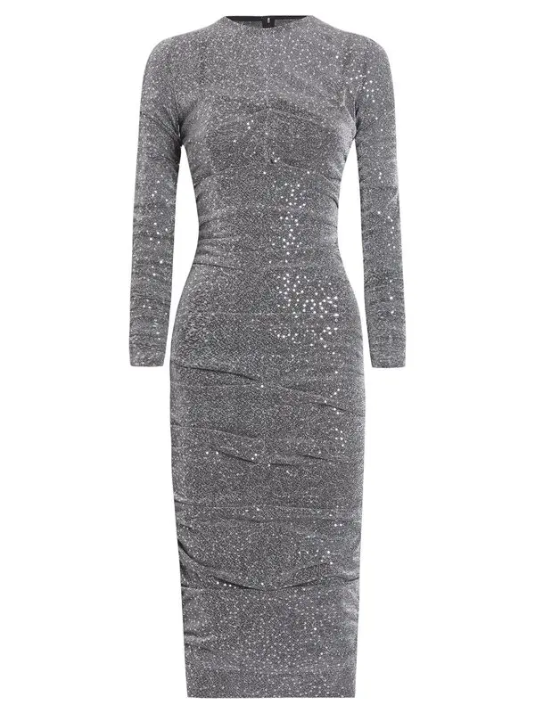 Dolce & Gabbana Sequined Draped Calf-length Dress Dresses - Silver