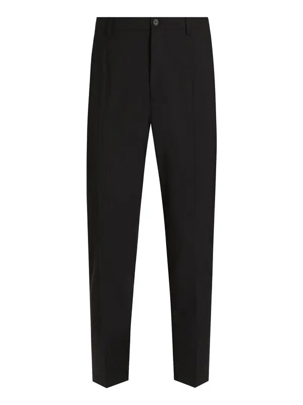 Dolce & Gabbana Silk Twill Jogging Pants With Dg Embroidered Patch - Black