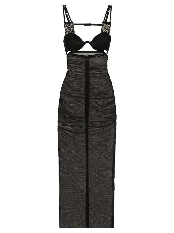 Dolce & Gabbana Majolica- Organzine Long Dress - Black