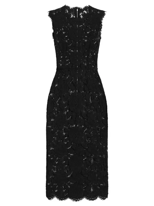 Dolce & Gabbana Majolica- Organzine Long Dress - Black