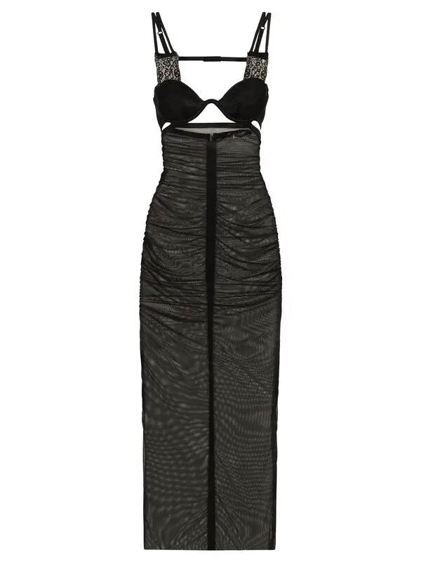 Dolce & Gabbana Majolica- Organzine Long Dress - Black